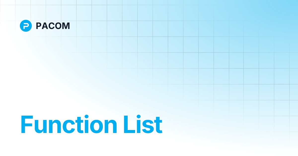 Function List | PACOM